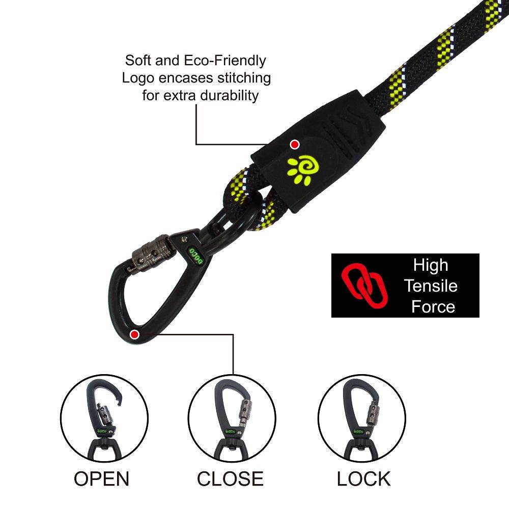 DOCO® Reflective Traffic Rope Dog Leash - Click & Lock Snap - 20 inch ...